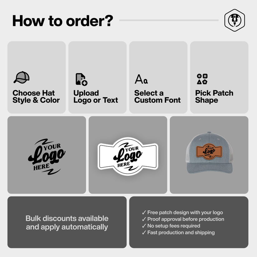 Custom Leather Patch 5-Panel Rope Hat - Blank Rope Hats